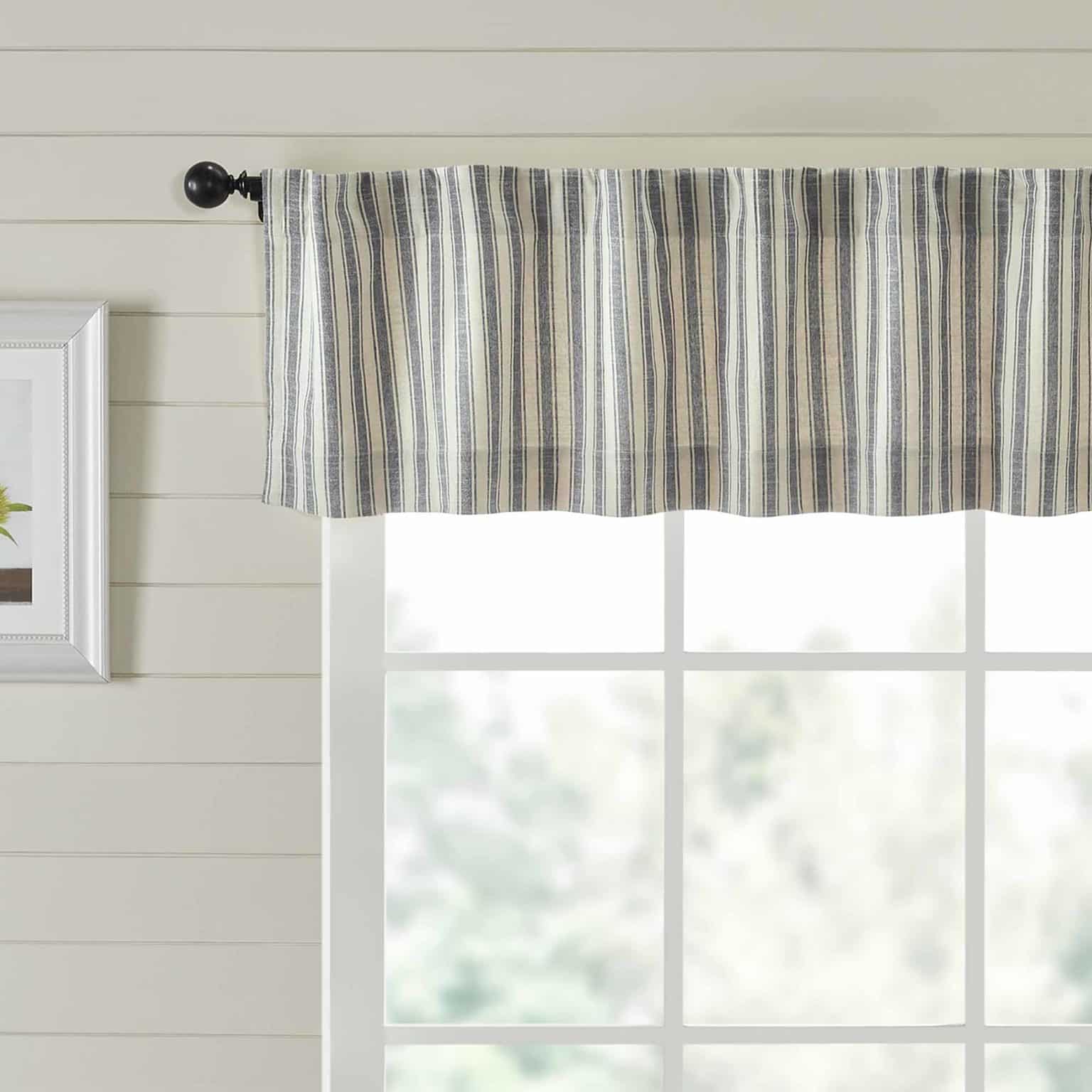 Market Place Gray Ticking Stripe Valance 72" - Piper Classics