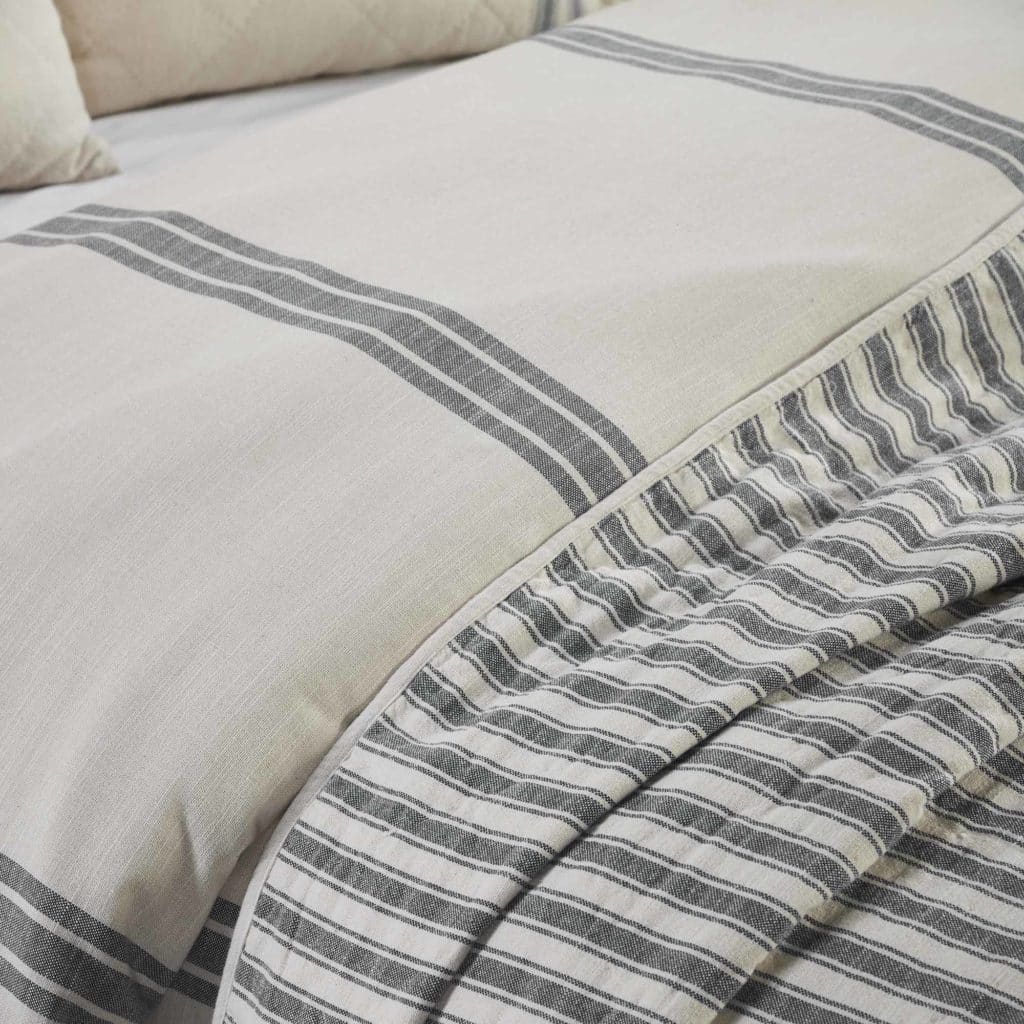 Market Place Gray Grain Sack Stripe Duvet Covers - Piper Classics
