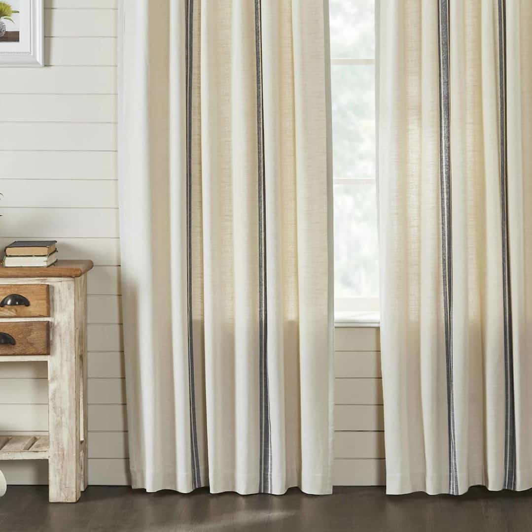 Market Place Gray Grain Sack Stripe Panels - 96" Set/2 - Piper Classics