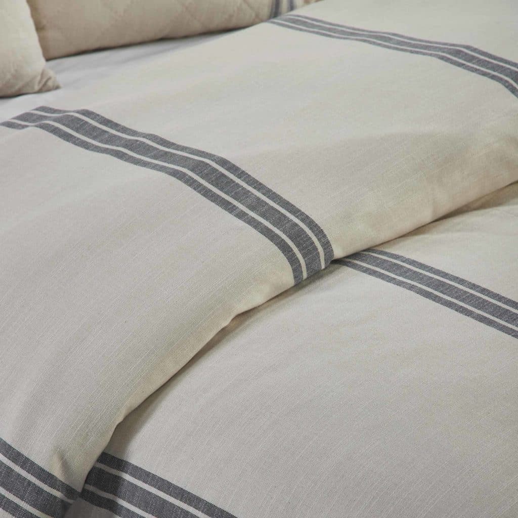 Market Place Gray Grain Sack Stripe Duvet Covers - Piper Classics