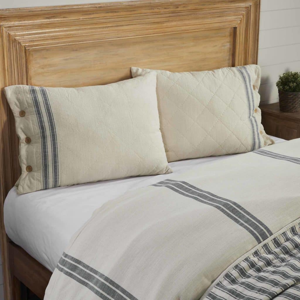 Market Place Gray Grain Sack Stripe Duvet Covers - Piper Classics