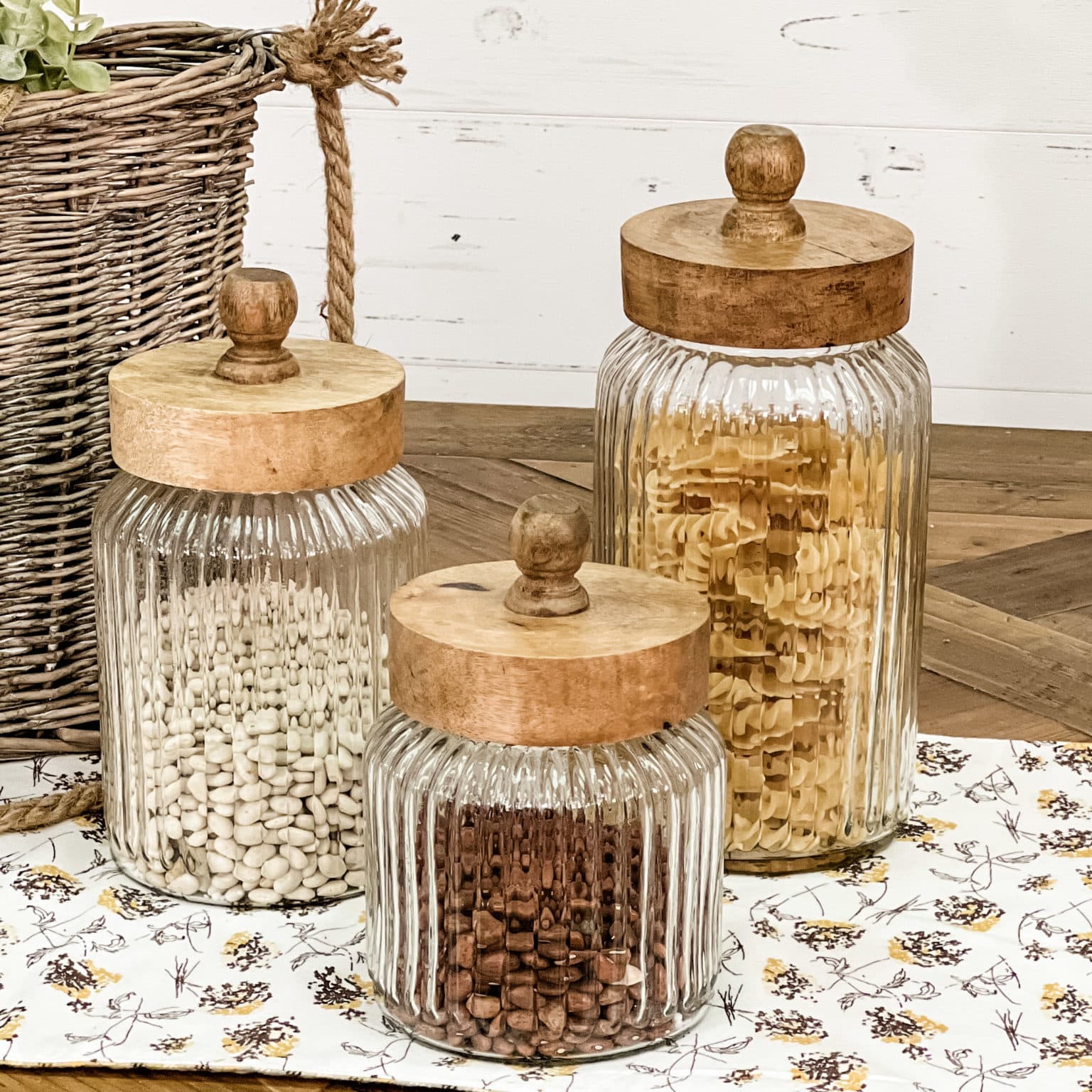 Ribbed Glass Canister Set - Set/3 - Piper Classics