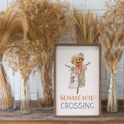 Scarecrow Crossing White Wooden Sign - Piper Classics