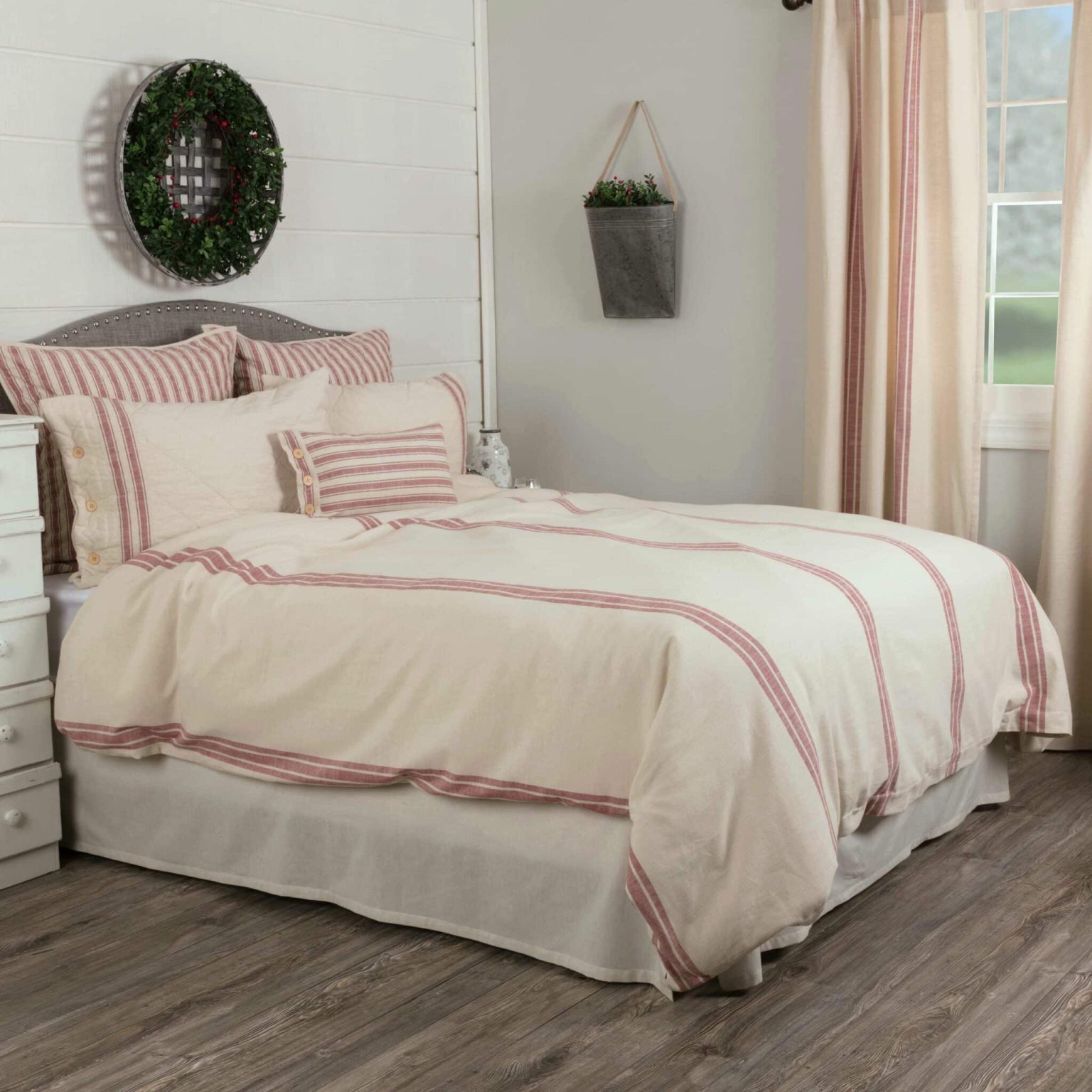 Market Place Red Grain Sack Stripe Duvet Cover - Queen | Christmas ...