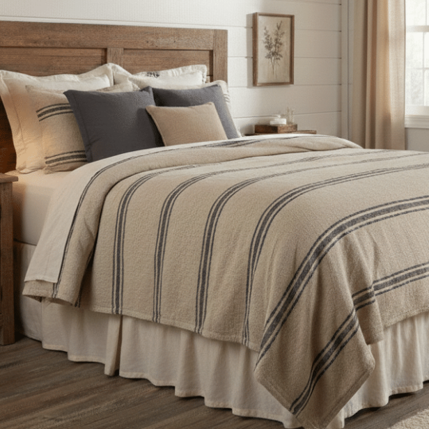 Mill House Stripe Black Coverlets - Piper Classics