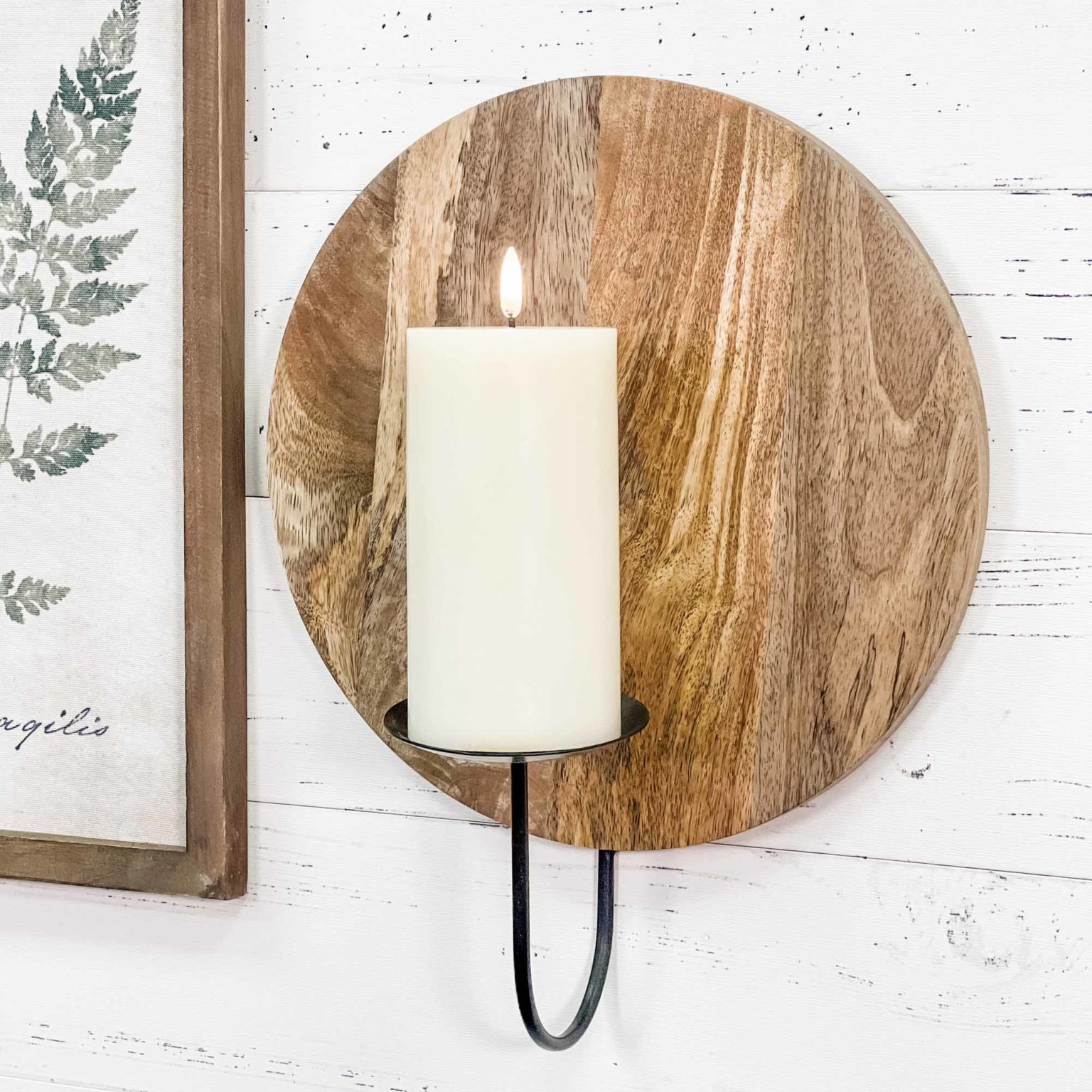 Round Wood Pillar Sconce - Natural - Piper Classics