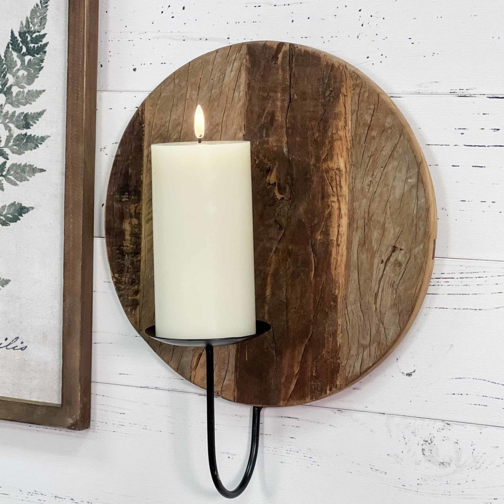 Round Wood Pillar Sconce - Aged Mango - Piper Classics
