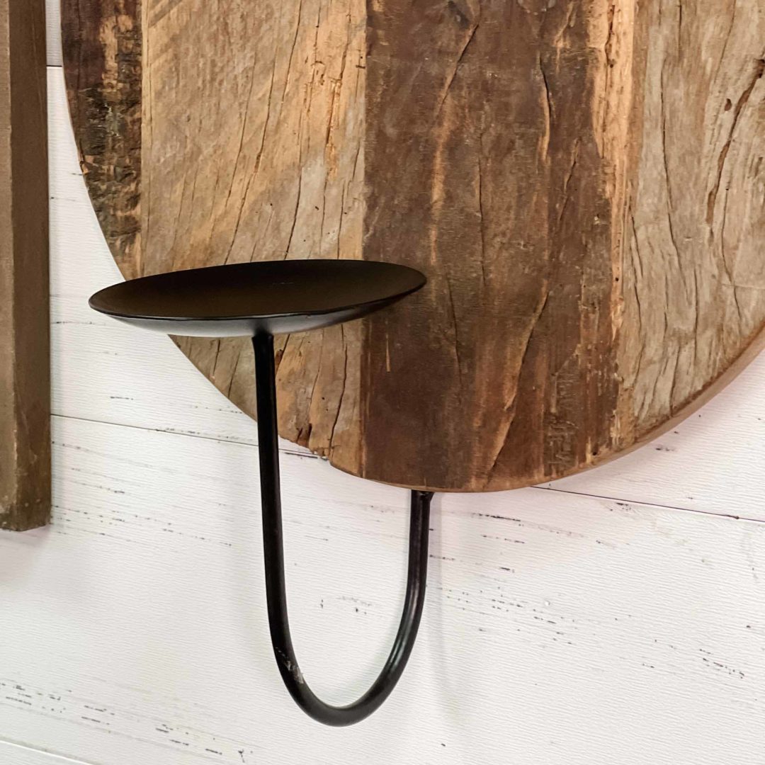 Round Wood Pillar Sconce - Aged Mango - Piper Classics
