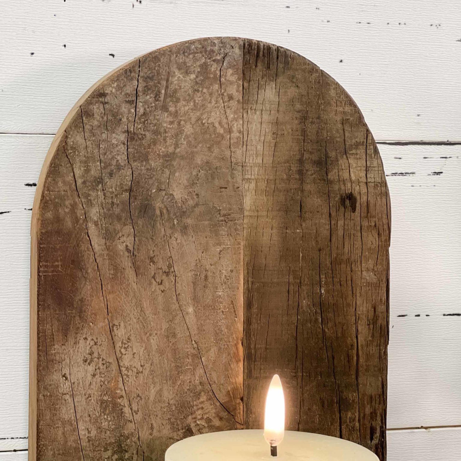 Oval Wood Pillar Sconce - Aged Mango - Piper Classics