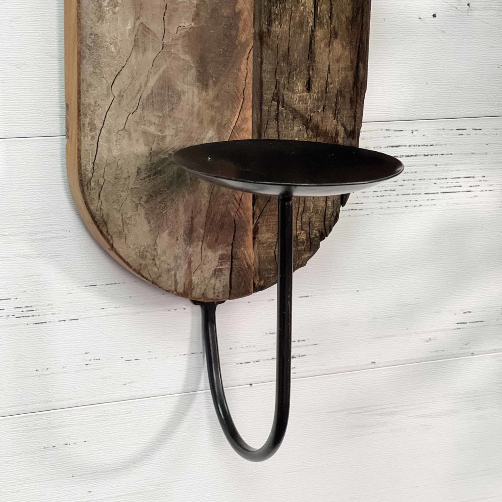Oval Wood Pillar Sconce - Aged Mango - Piper Classics