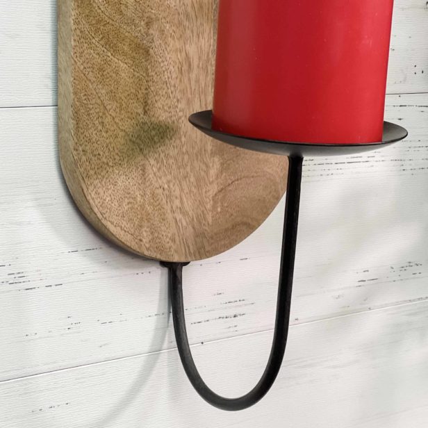 Oval Wood Pillar Sconce - Natural - Piper Classics