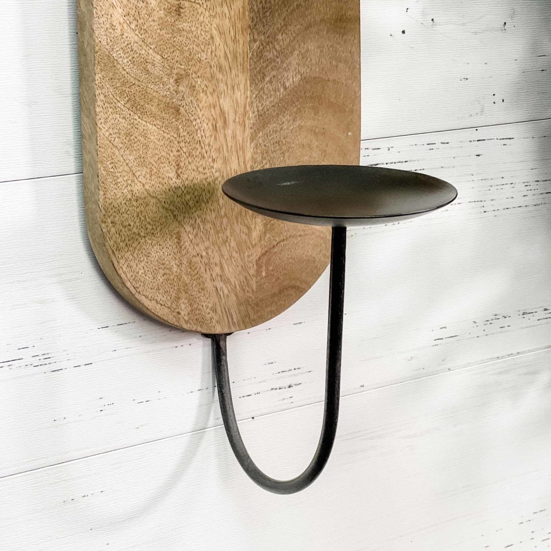 Oval Wood Pillar Sconce - Natural - Piper Classics
