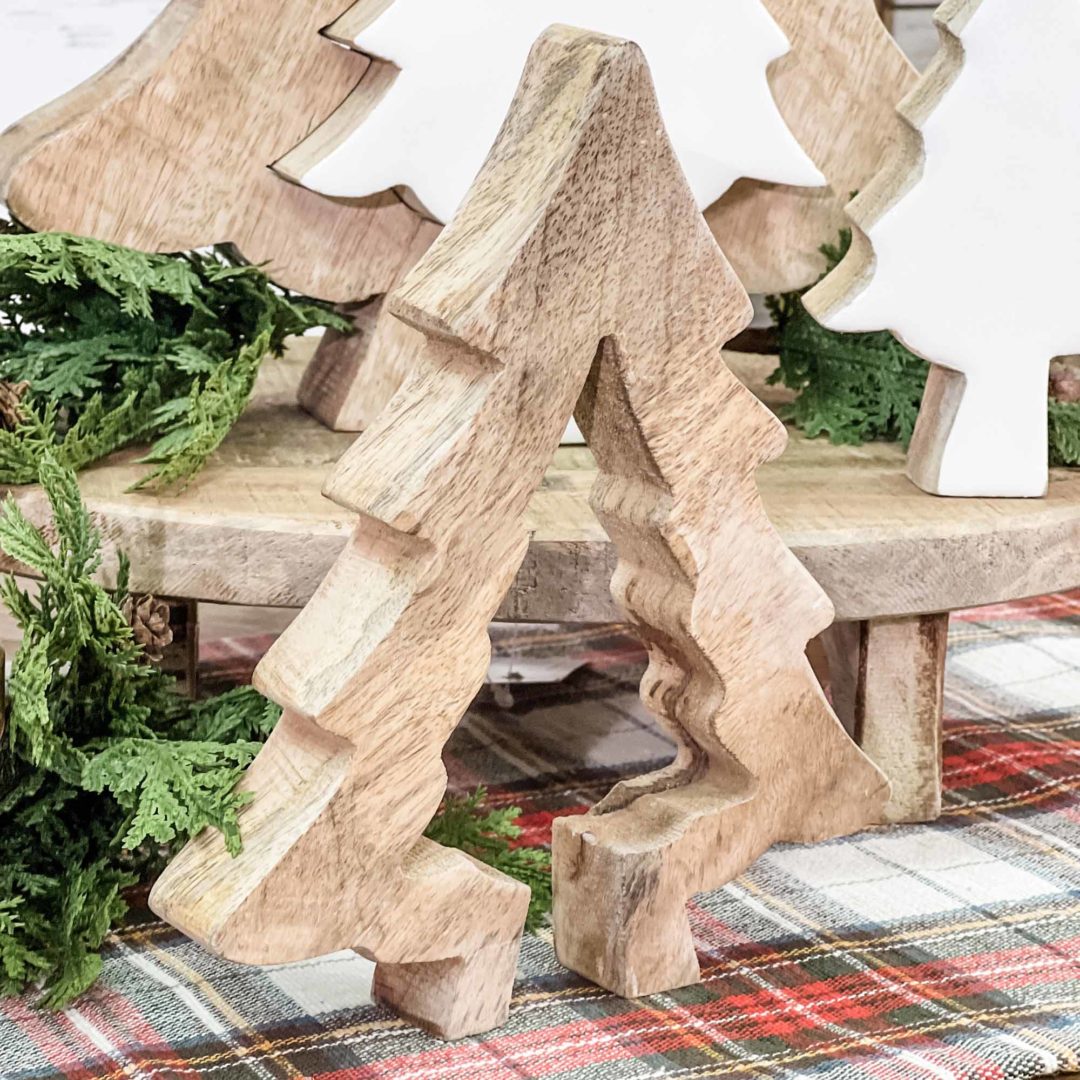 Wood Trees w/ White Enameled Center Cutout Tree - Set/3 - Piper Classics