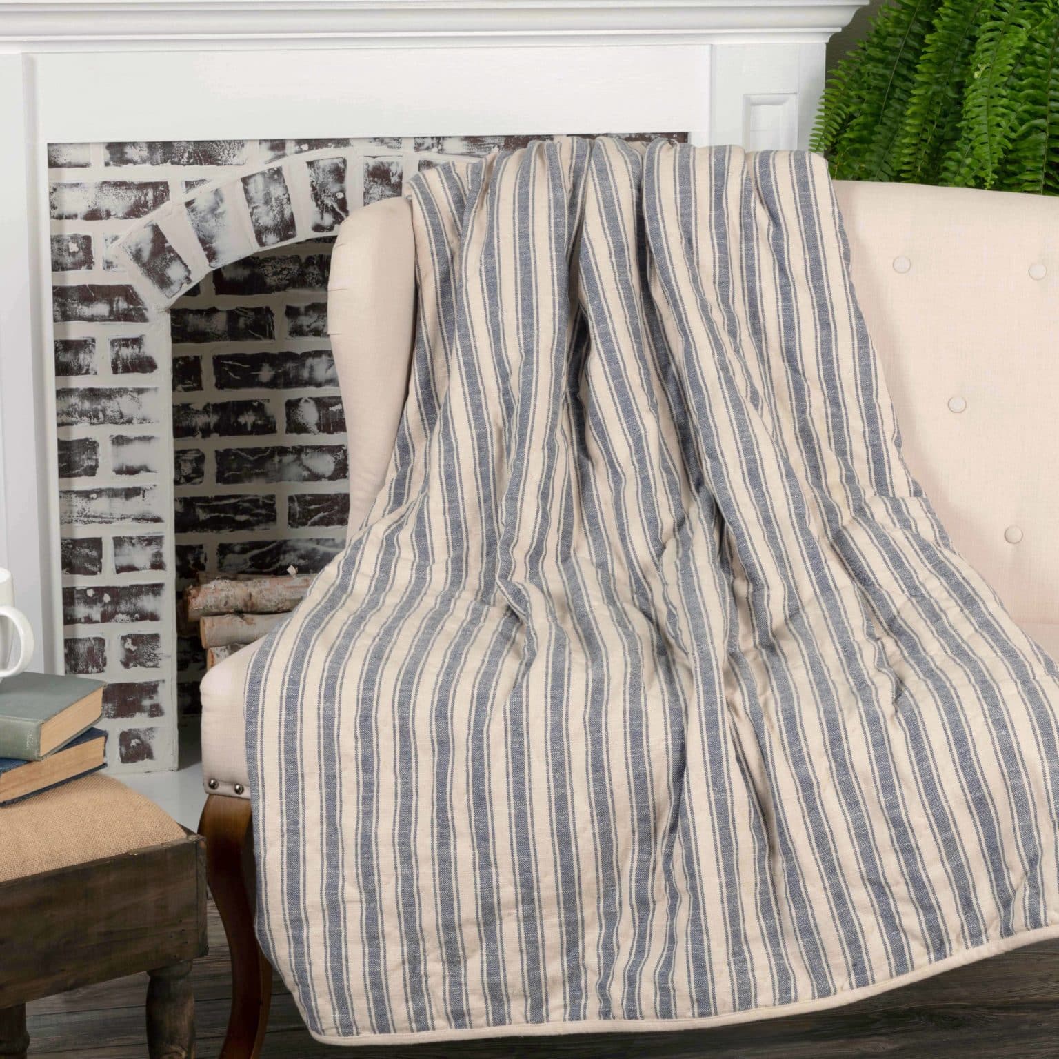 Market Place Blue Quilted Throw Blanket - Piper Classics