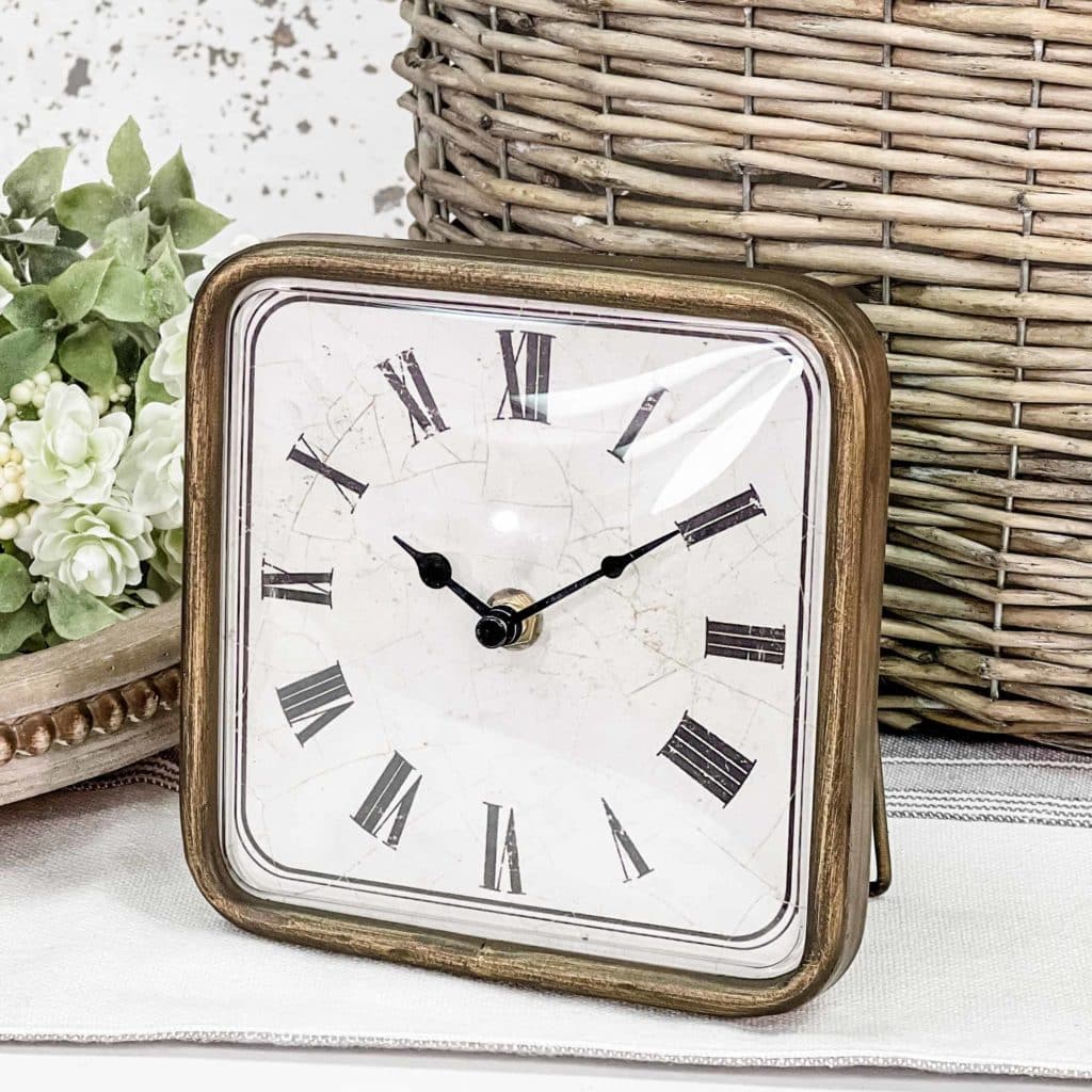 Antique Gold Square Table Clock - Piper Classics