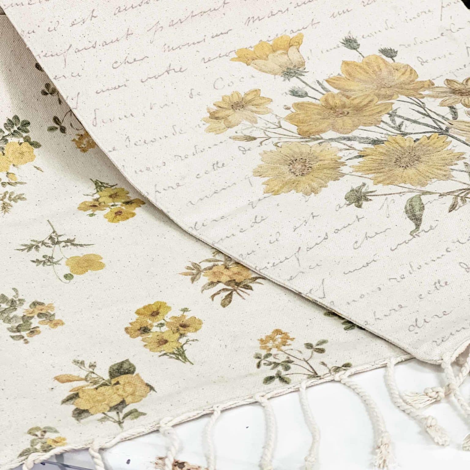 Reversible Yellow Flowers Table Runner - 55" - Piper Classics