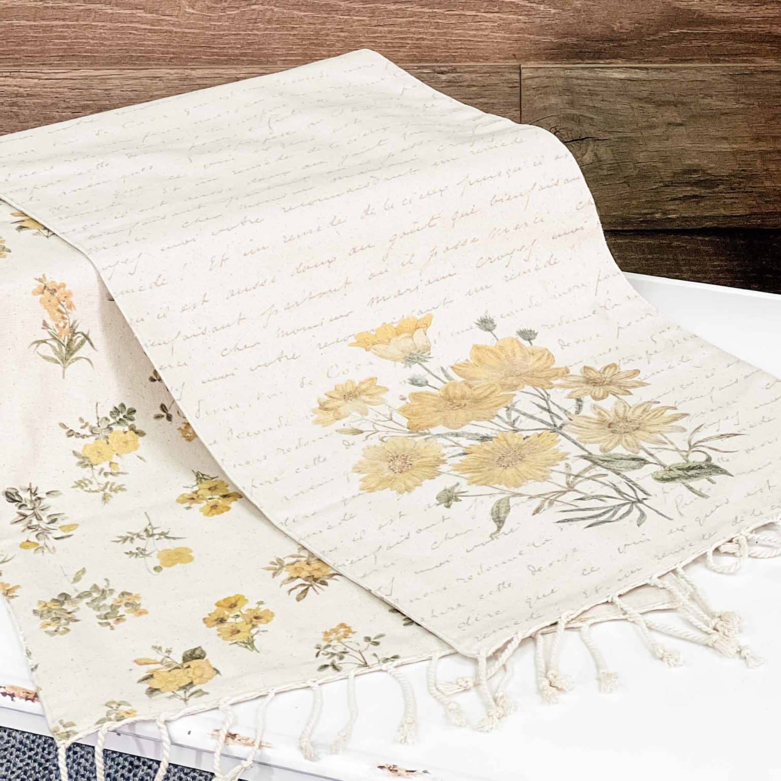 Reversible Yellow Flowers Table Runner - 55" - Piper Classics