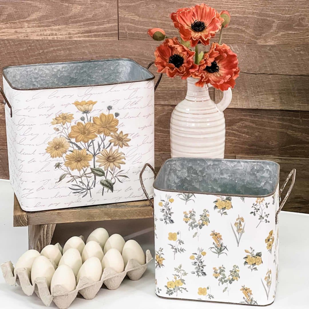Yellow Flowered Containers - Set/2 - Piper Classics