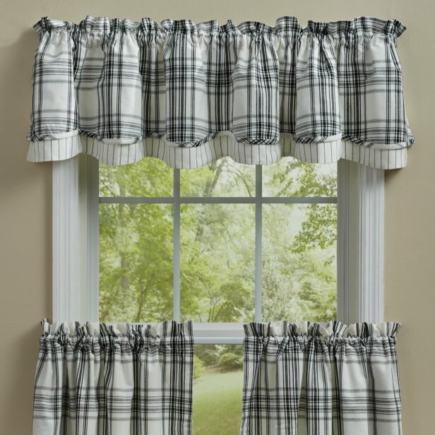 Onyx and Ivory Lined Layered Valance - Piper Classics