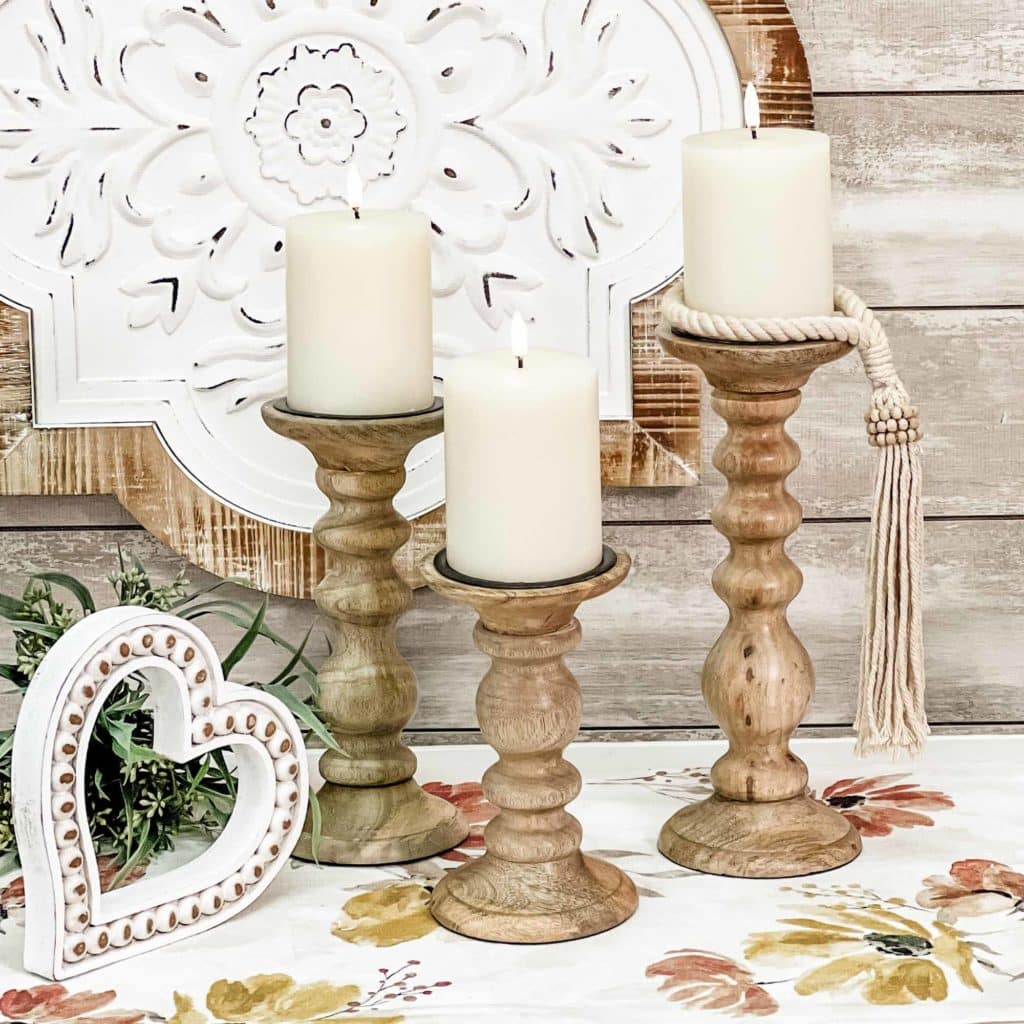 Turned-Wood Candle Holders - Set/3 - Piper Classics