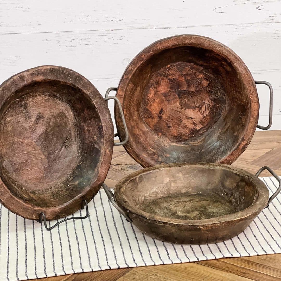 Small Round Carved Bowl W/ Handles - Piper Classics