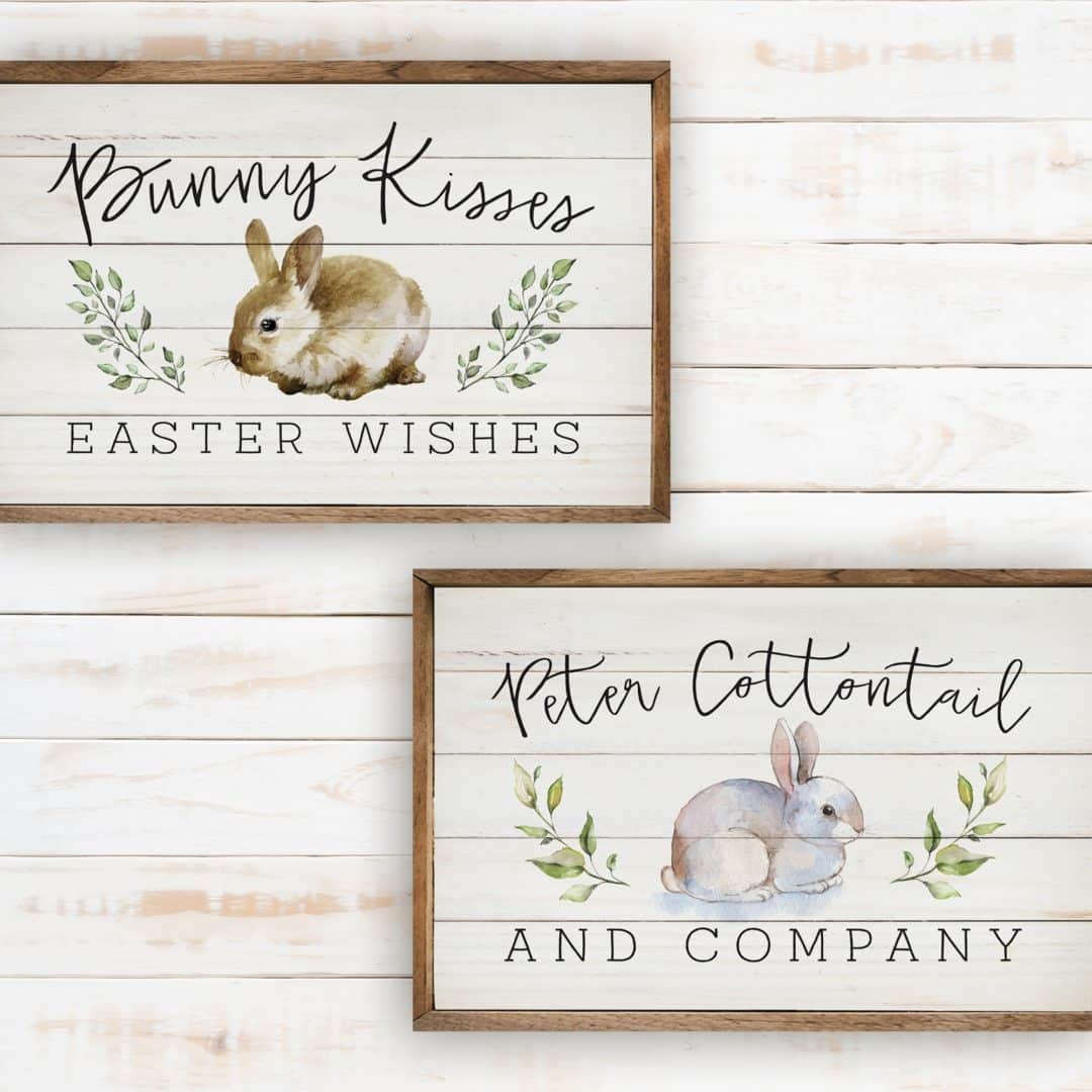 Bunny Kisses Easter Wishes Greenery Wooden Sign - Piper Classics