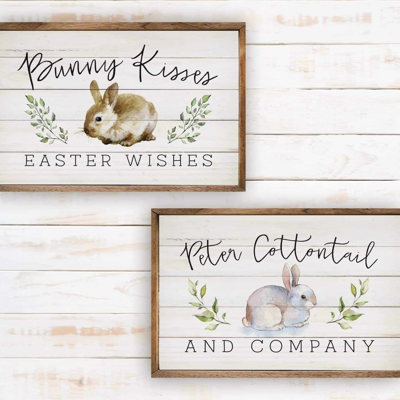 Bunny Kisses Easter Wishes Greenery Wooden Sign - Piper Classics