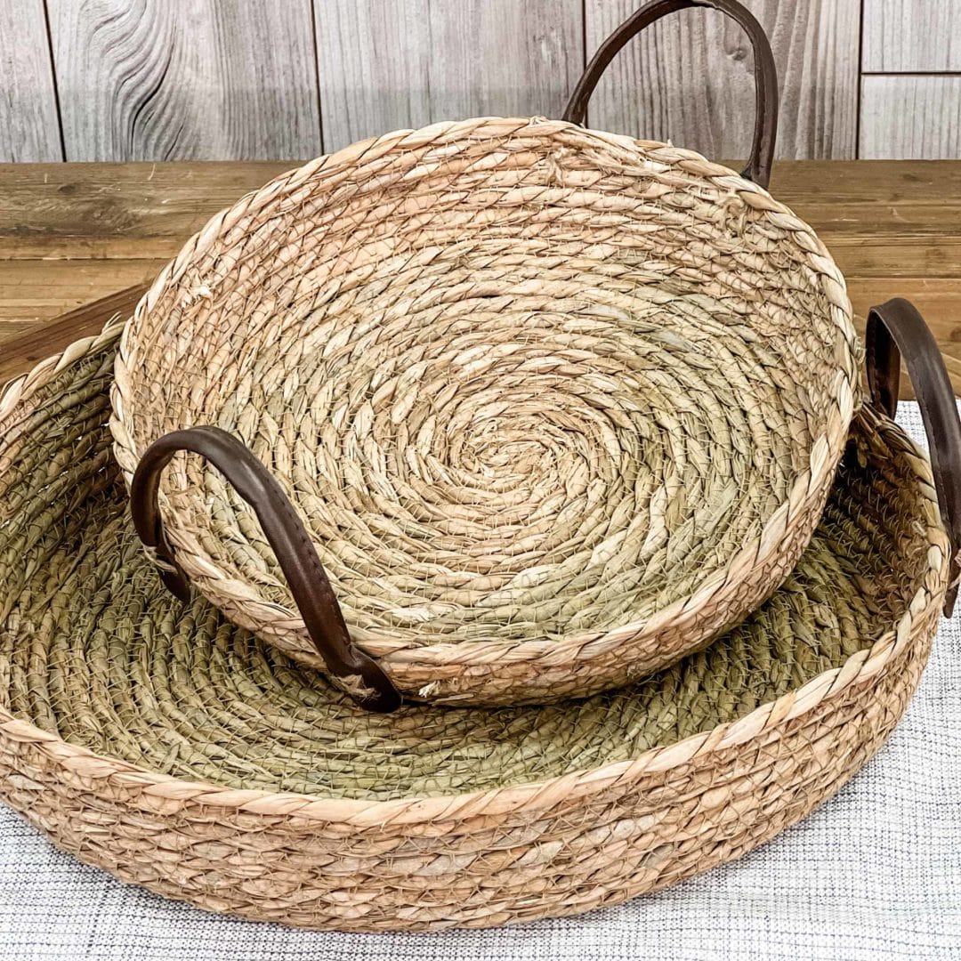 Woven Wicker Handled Tray - Set/2 - Piper Classics