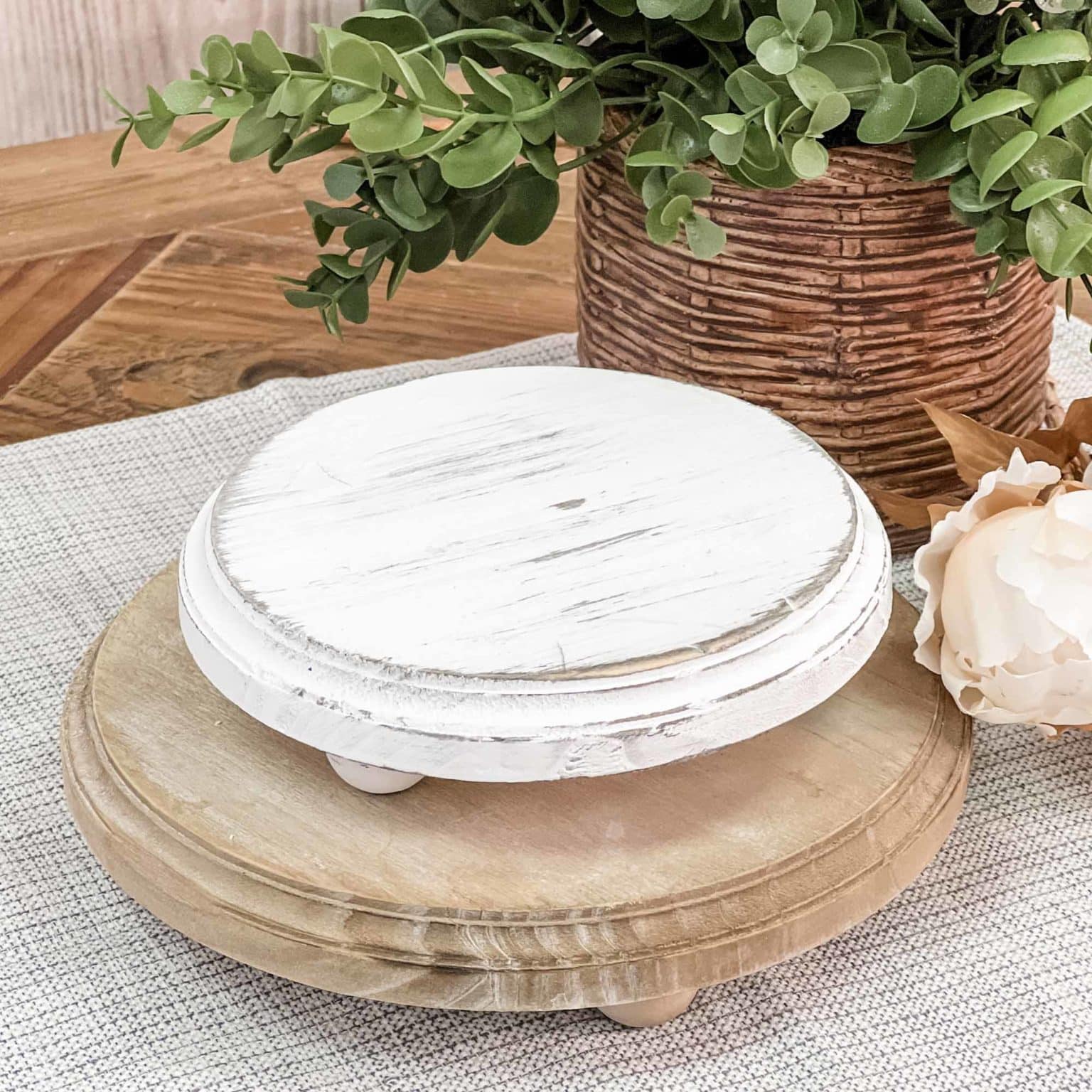 White & Natural Round Stands - Set/2 - Piper Classics