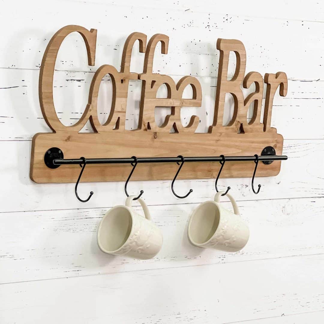 Coffee Bar Cutout Sign w/ Hooks - Piper Classics