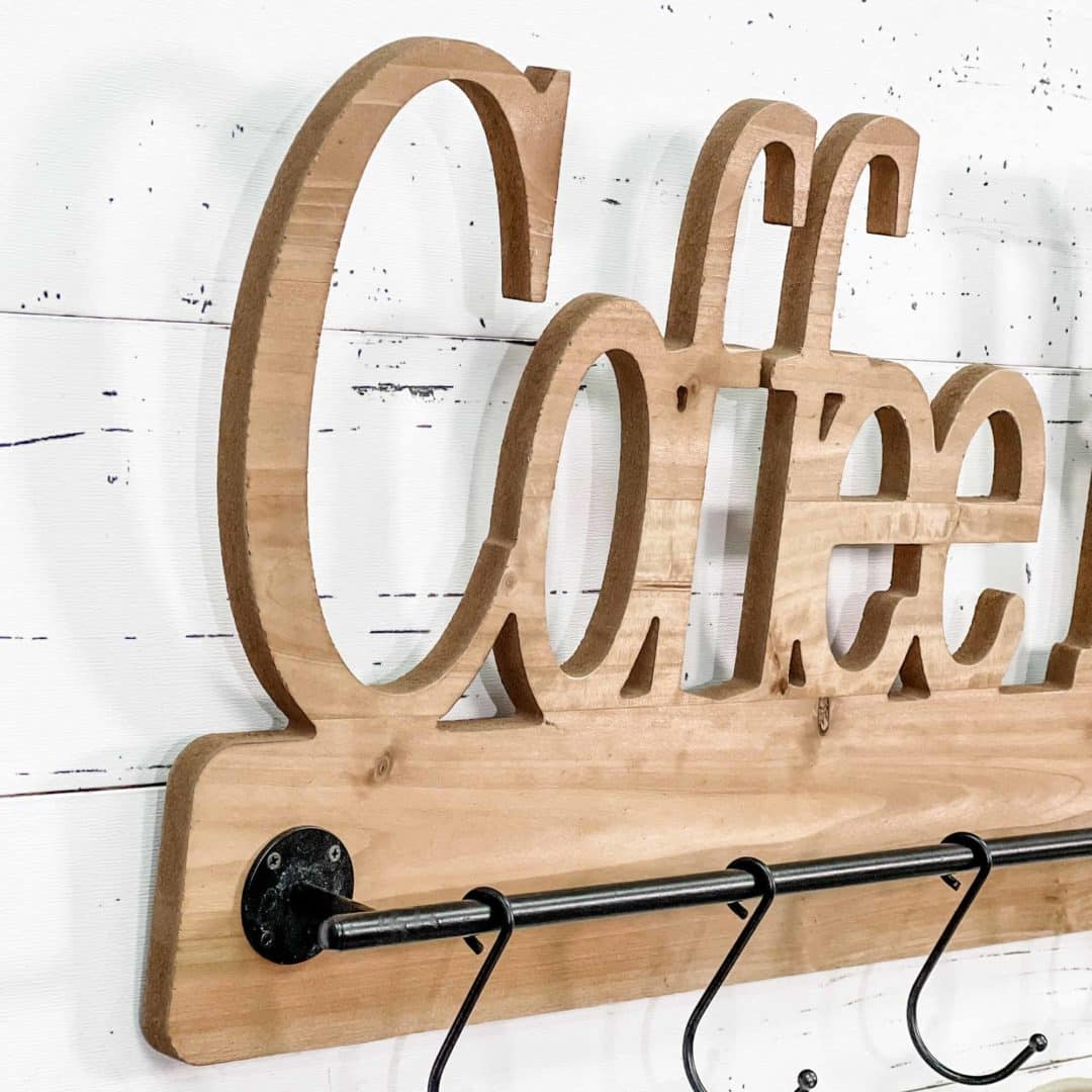 Coffee Bar Cutout Sign w/ Hooks - Piper Classics