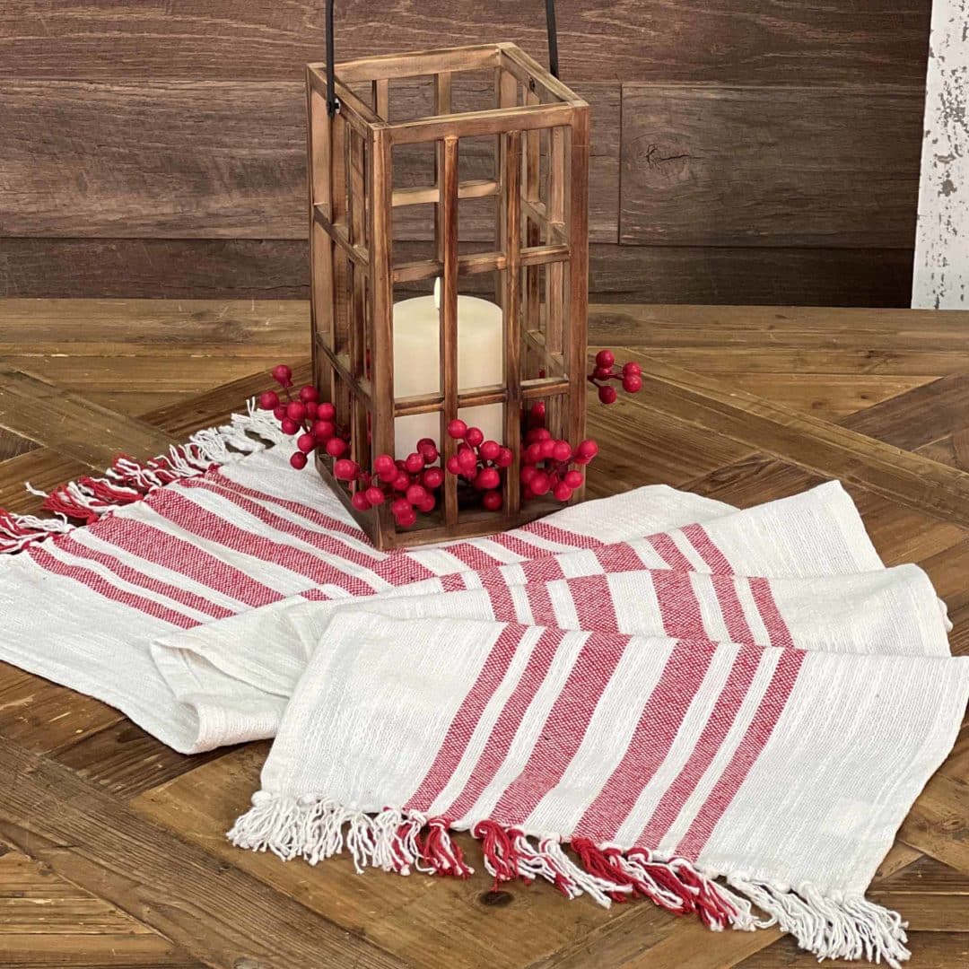 Grain Sack Red Stripe Table Runner - 32" - Piper Classics