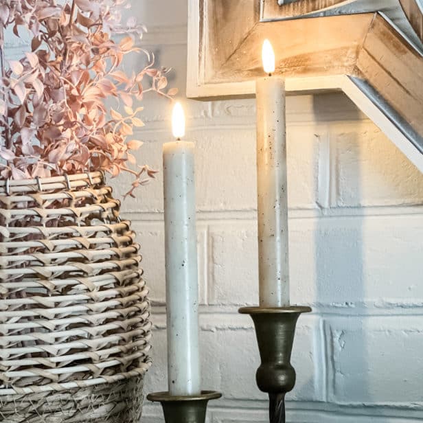 3D Flame Cream Taper Candle, Set/2 - 9.5" - Piper Classics
