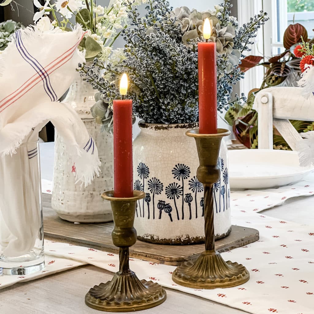 3D Flame Red Taper Candle, Set/2 - 7" - Piper Classics