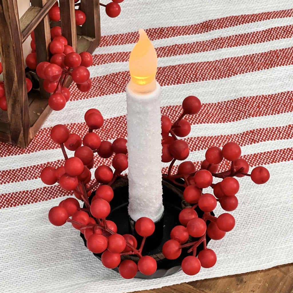 Weatherproof Berry Taper Candle Ring - Piper Classics