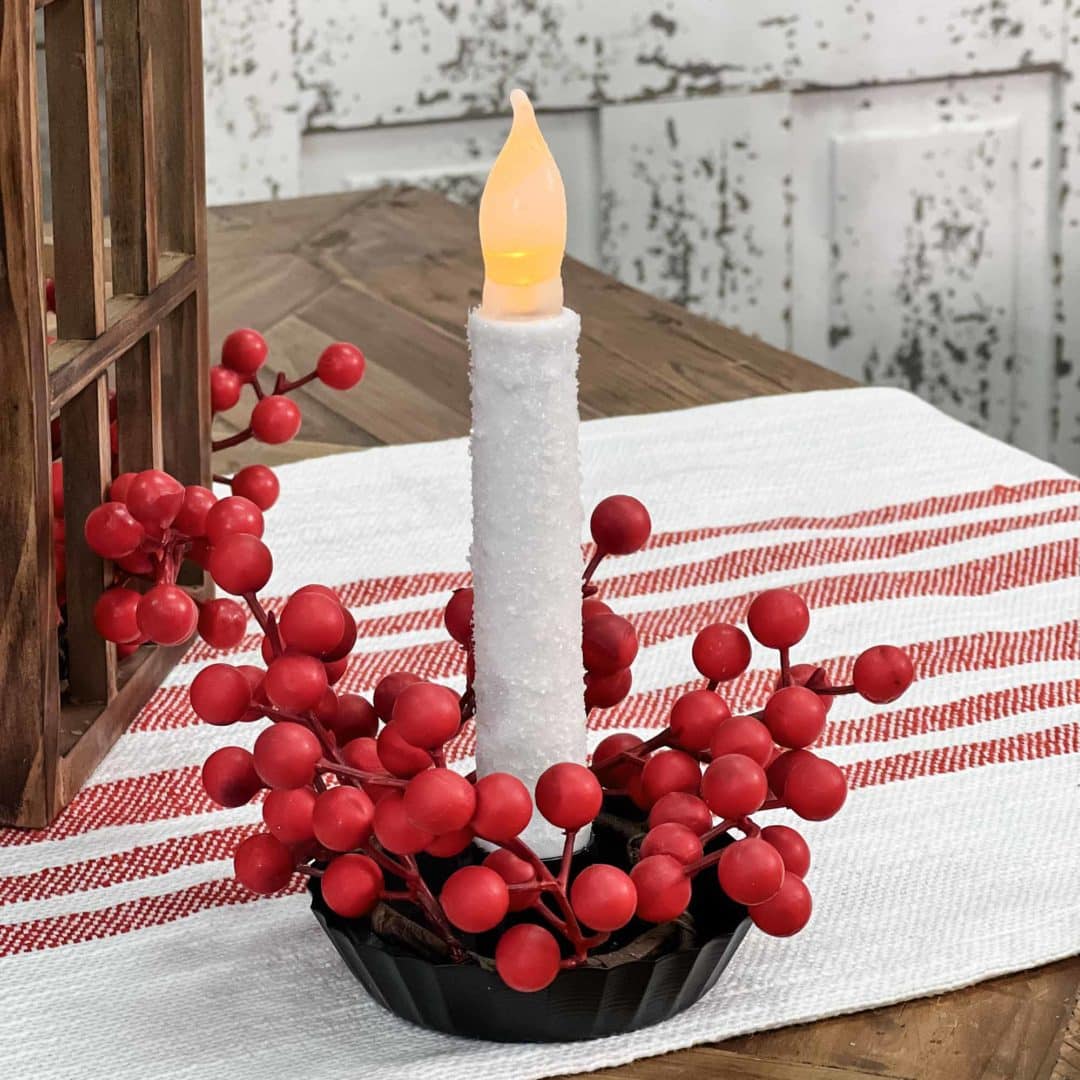 Weatherproof Berry Taper Candle Ring - Piper Classics