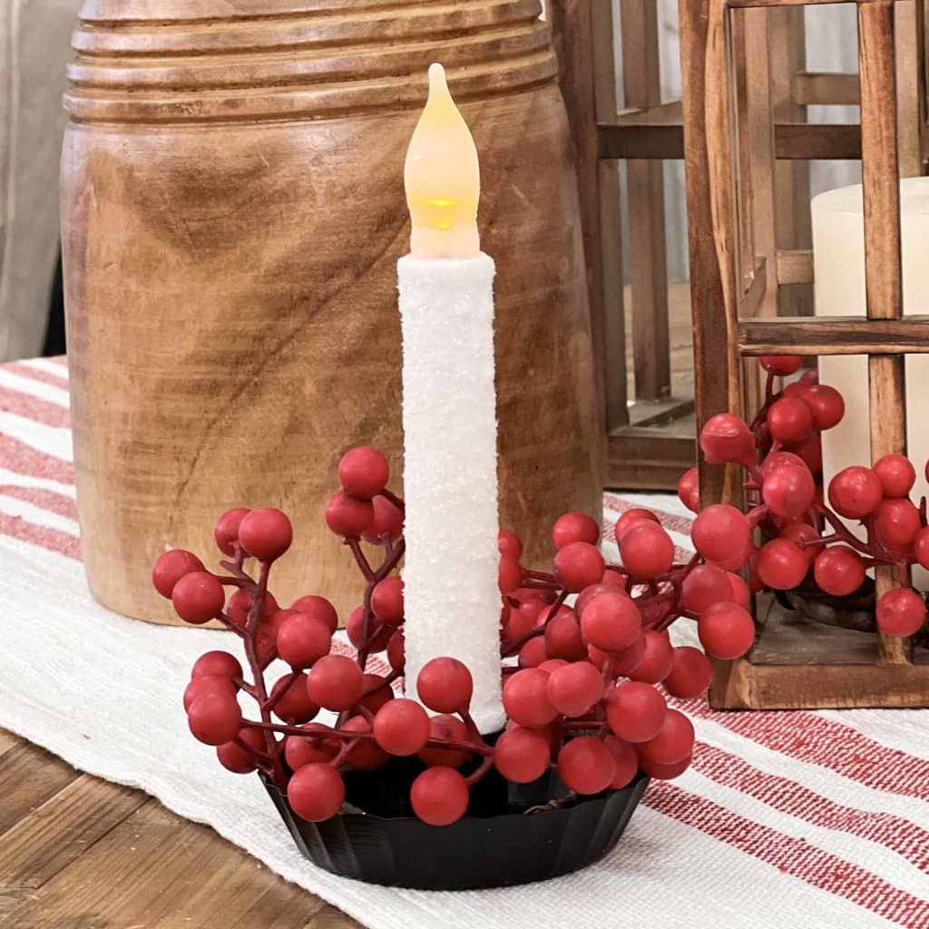 Weatherproof Berry Taper Candle Ring - Piper Classics