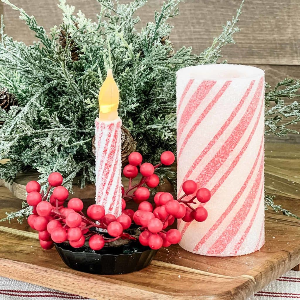 Multi-Stripe Candy Cane Pillar Candle - Piper Classics