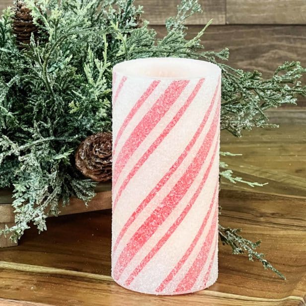 Multi-Stripe Candy Cane Pillar Candle - Piper Classics