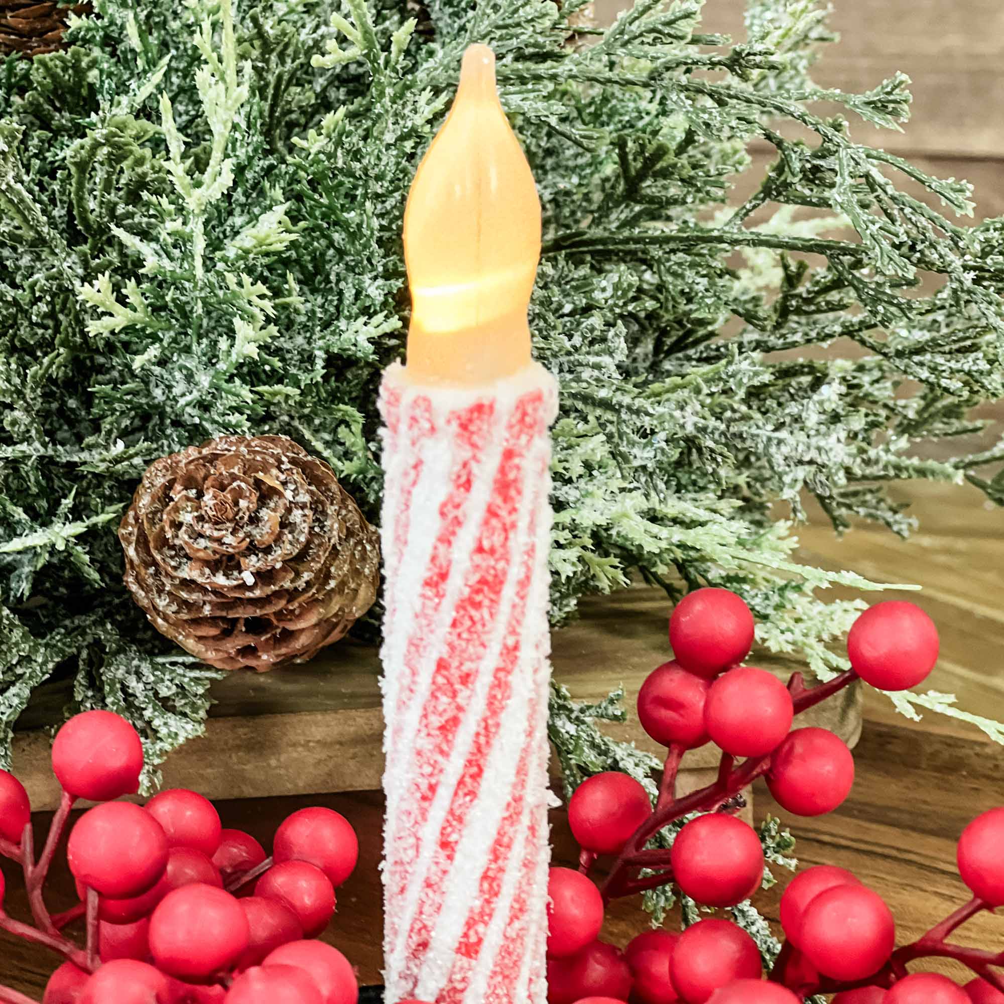 Candy Cane Taper Candles