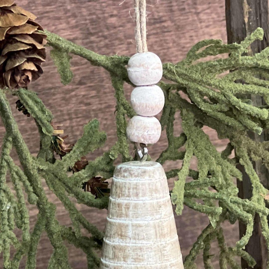 Assorted Wood Tree Ornaments - Set of 3, Whitewash Over Wood, Twine Loop