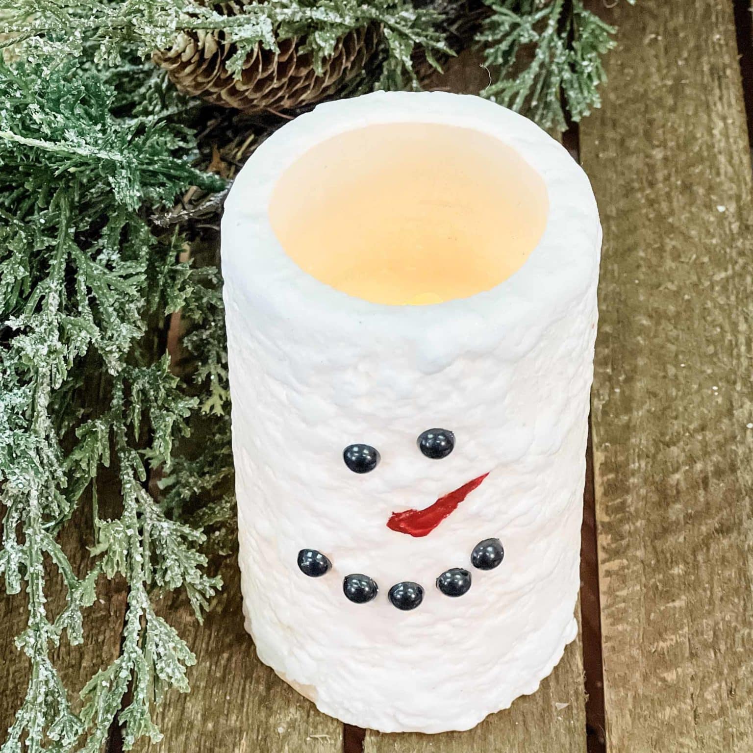 White Snowman LED Pillar Candle - Piper Classics