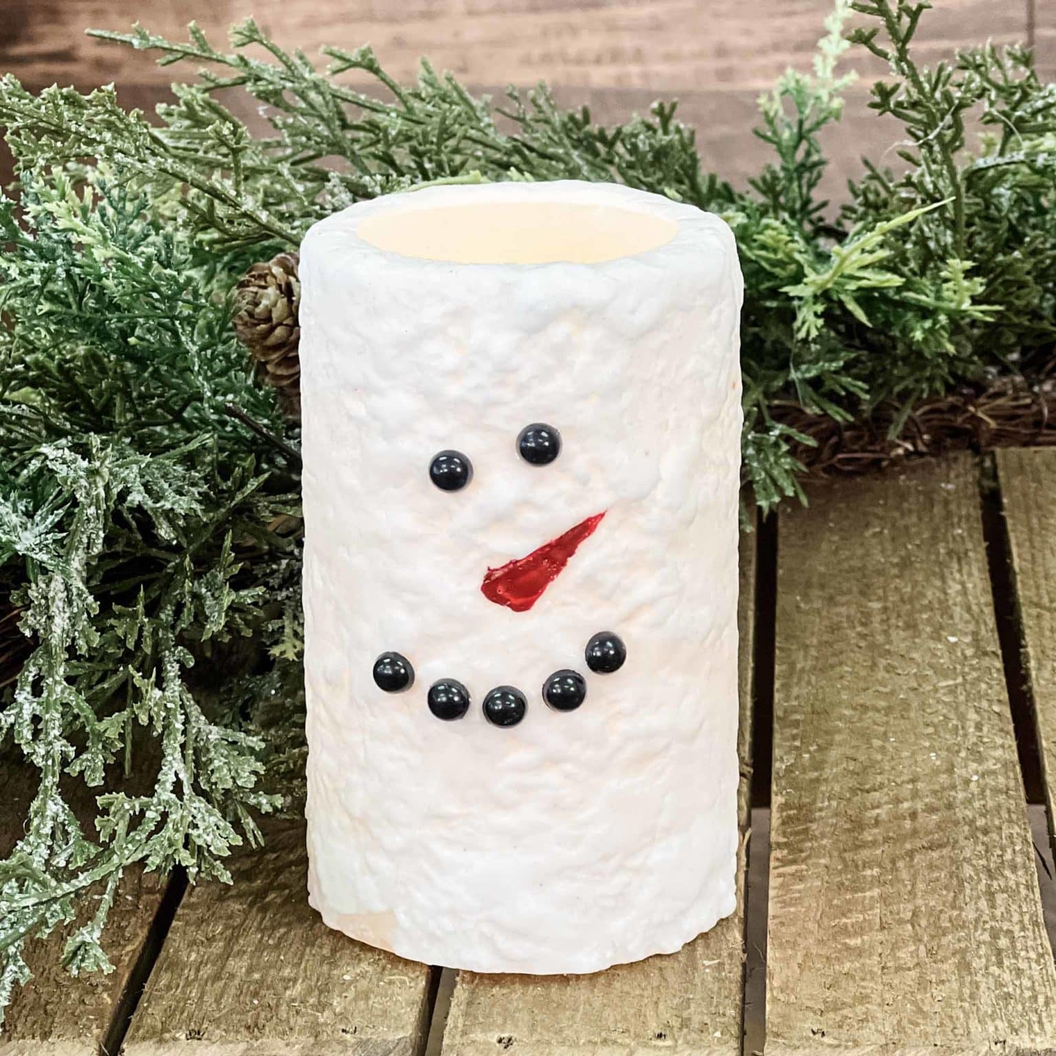 White Snowman LED Pillar Candle - Piper Classics