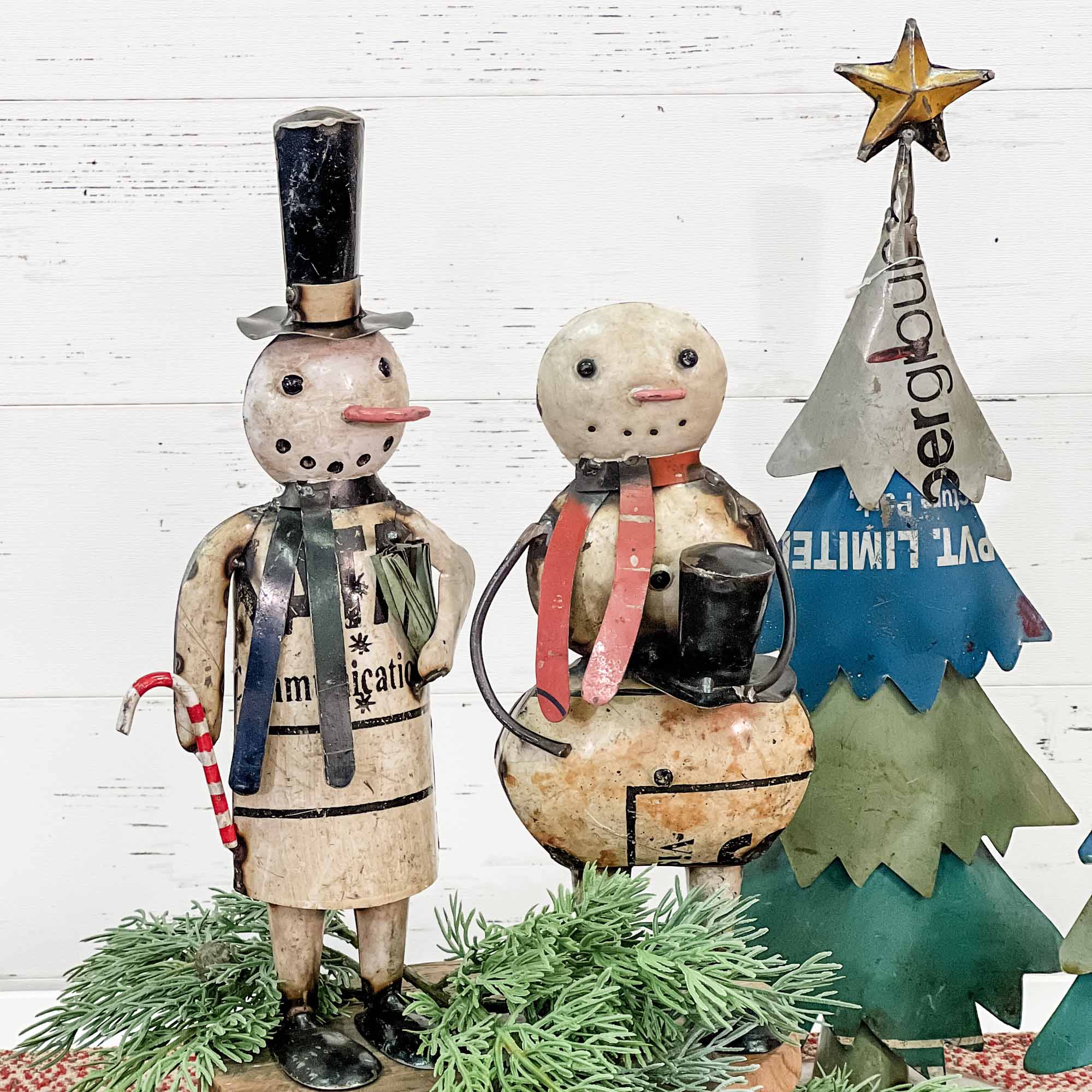 Metal Snowman Figurines Metal Snowman