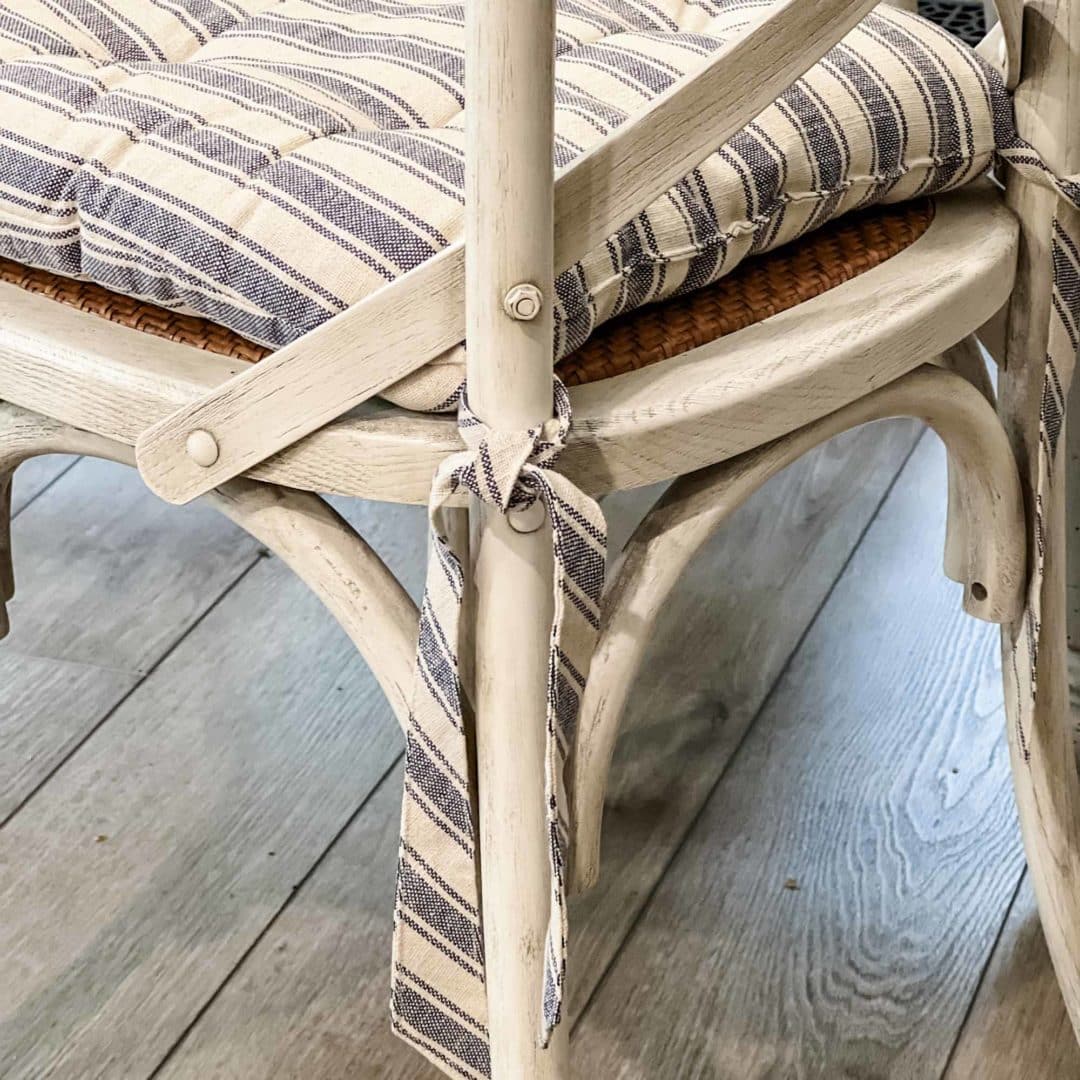 Market Place Blue Ticking Chair Pad - Piper Classics