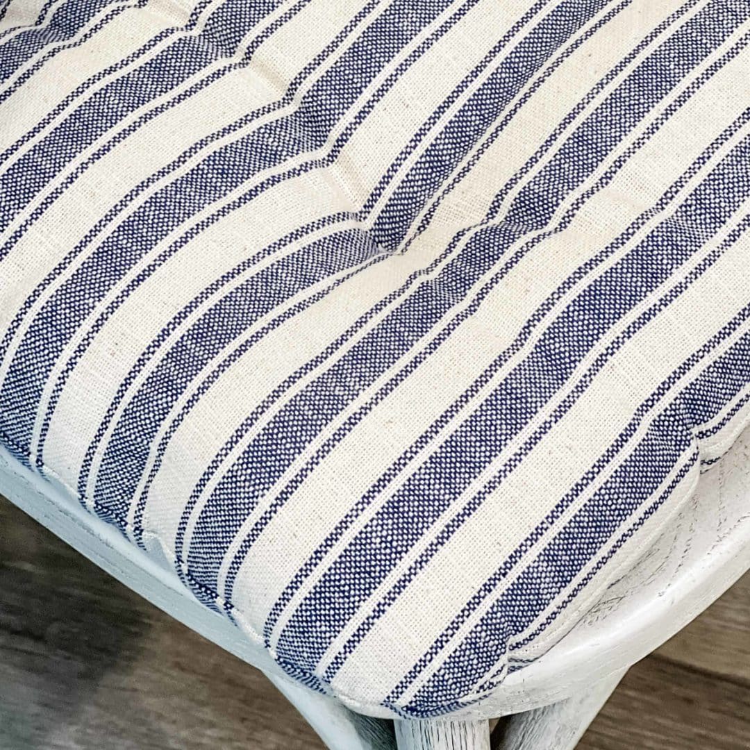 Market Place Blue Ticking Chair Pad - Piper Classics