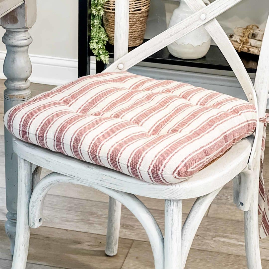 Market Place Red Ticking Stripe Chair Pad - Piper Classics