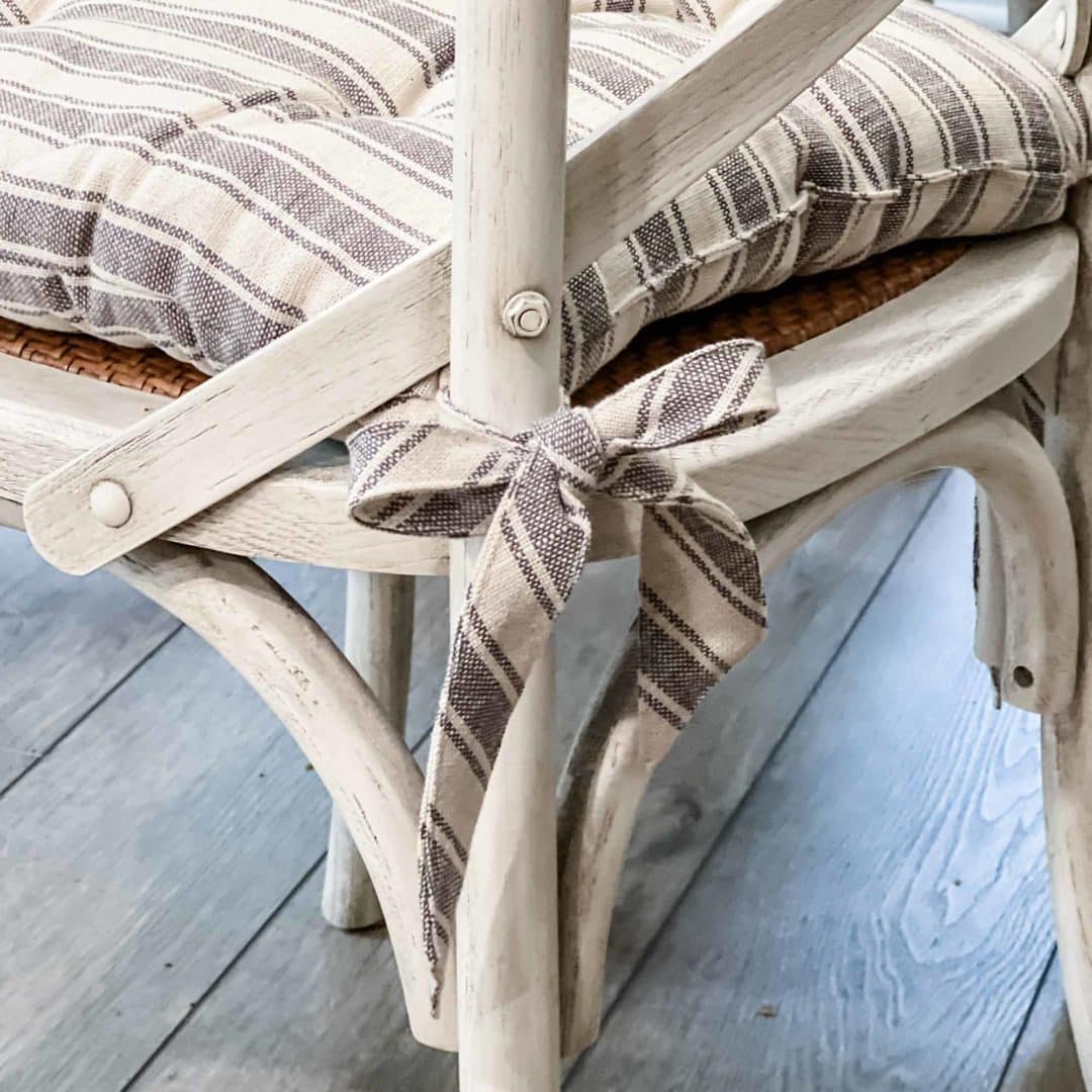Market Place Gray Ticking Stripe Chair Pad - Piper Classics