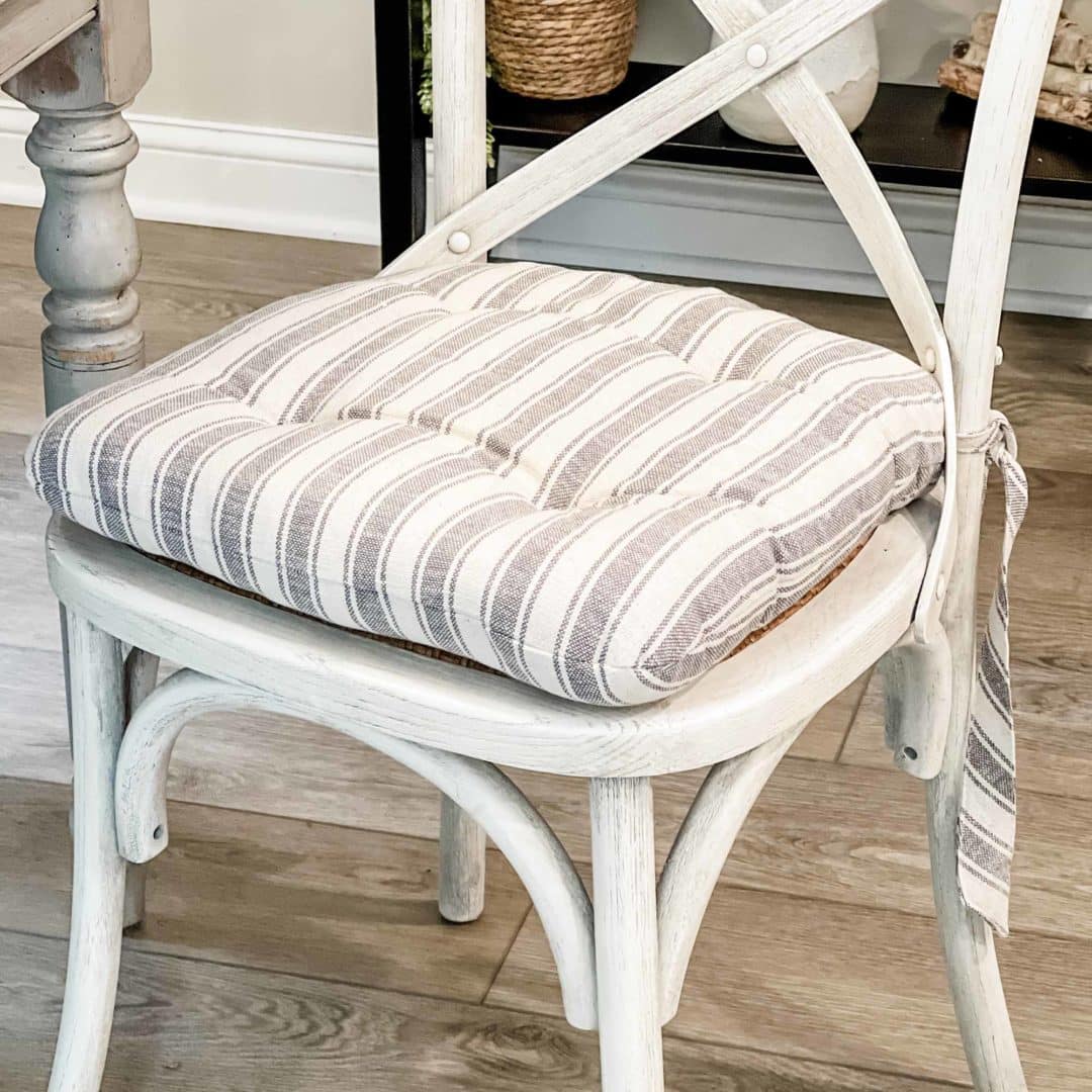 Market Place Gray Ticking Stripe Chair Pad - Piper Classics