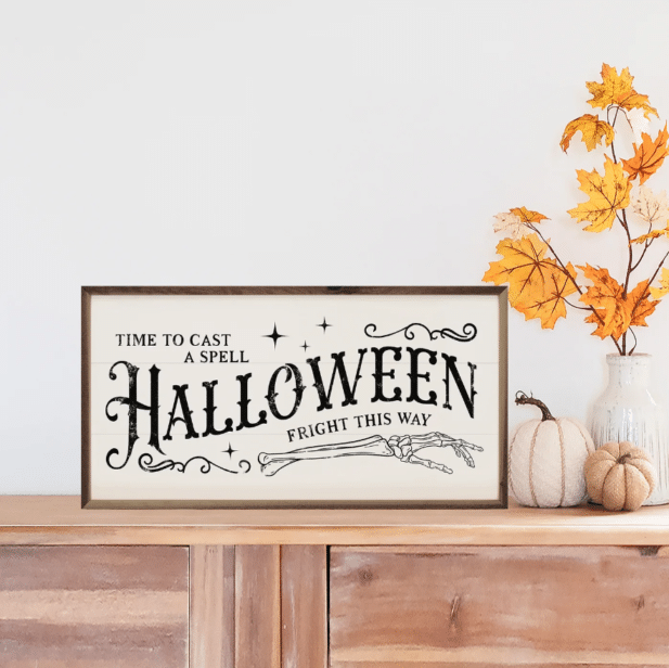 Halloween "Fright This Way" Wooden Sign - Various Sizes, Hand-Painted